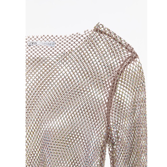 Zara | Tops | Zara Shimmer Mesh Crop Top | Poshmark